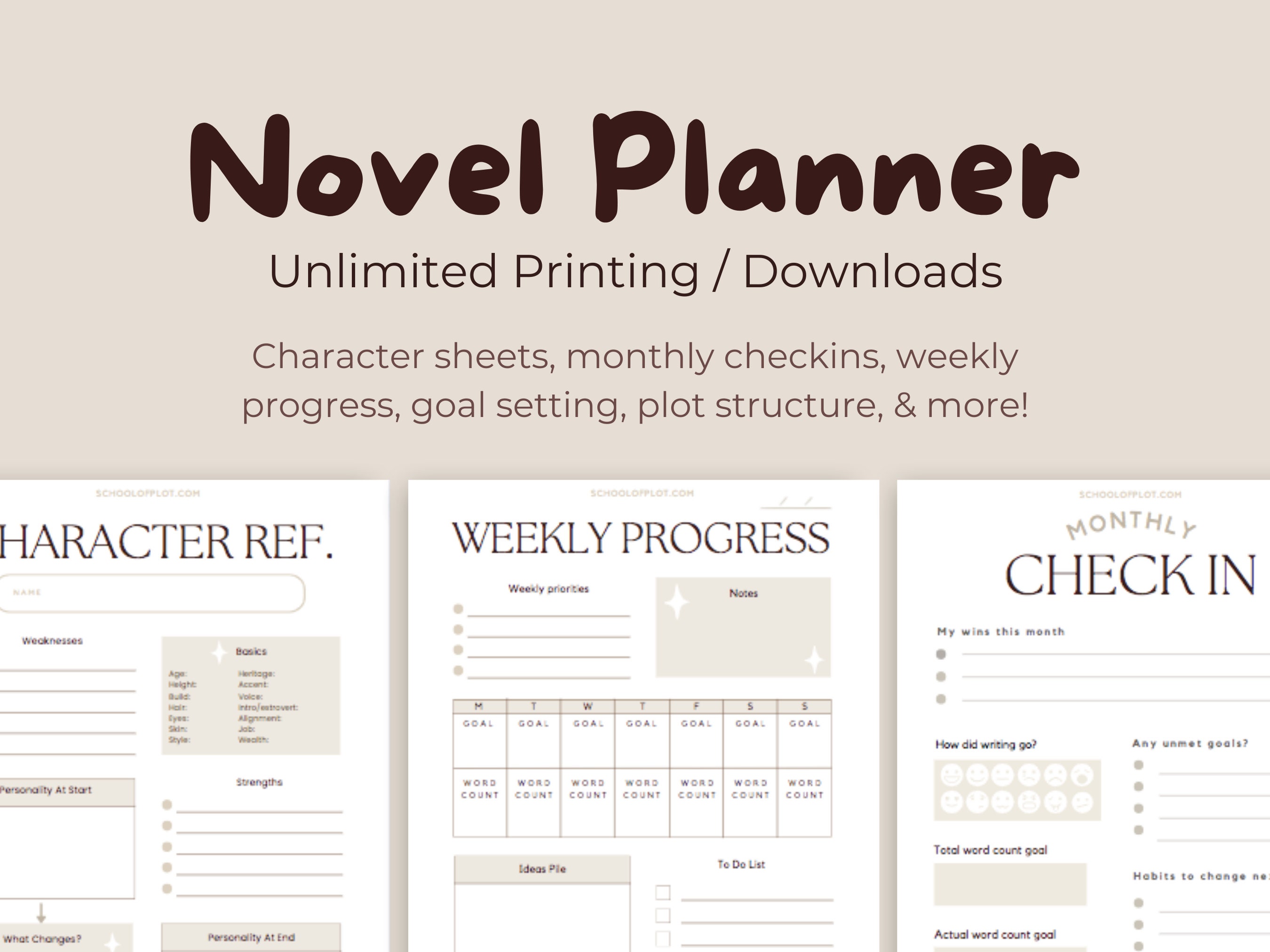 Novel Planner Digital or Printable Writing Workbook Word - Etsy Australia