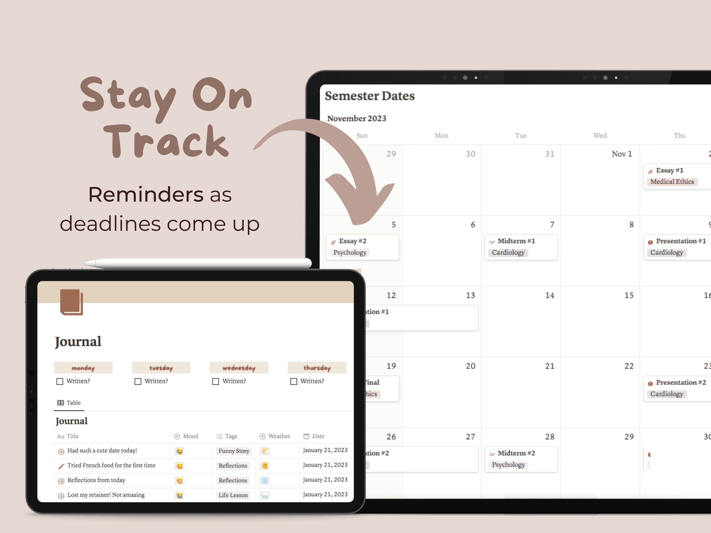 Student Notion Template Study Planner College Assignment - Etsy UK