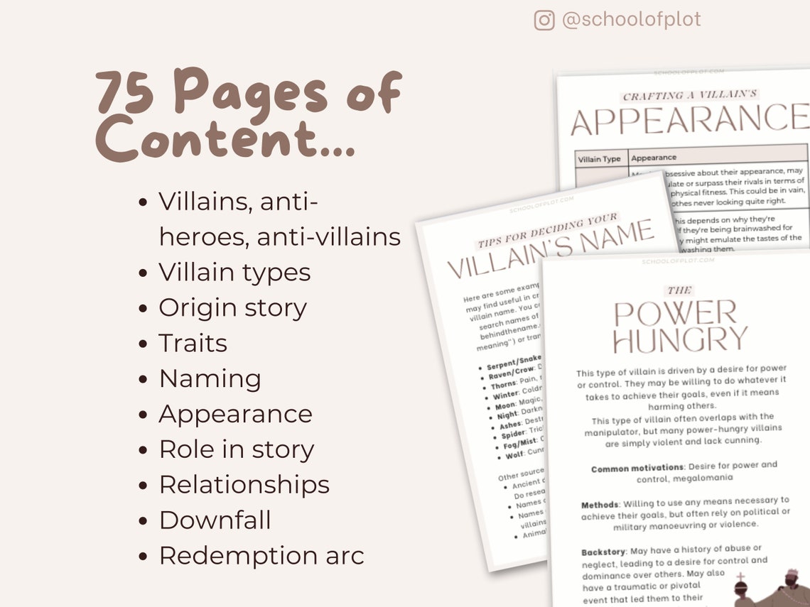 Villain Character Workbook: 75-page Novel Writing Planner (digital) - Etsy