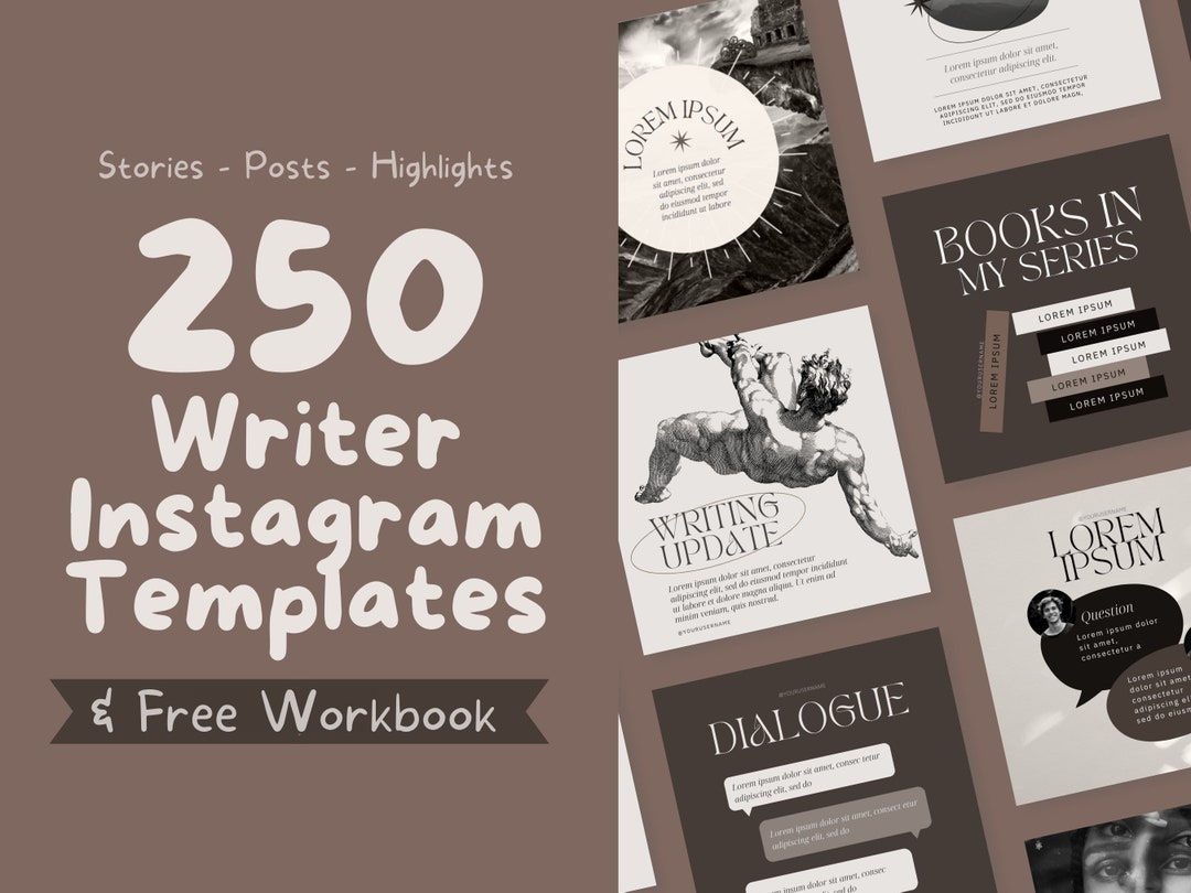 250 Writer Instagram Templates: Author Social Media Kit (canva) - Etsy