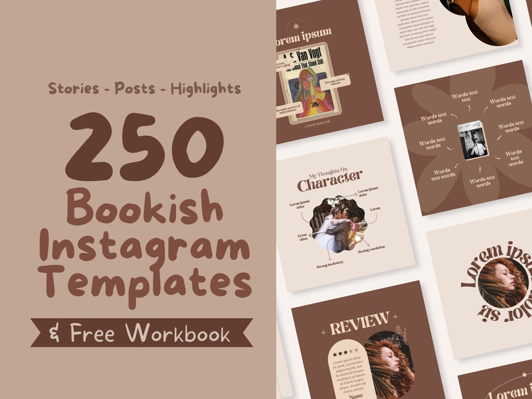250 Bookstagram Canva Templates: Reader Instagram Posts (digital ...