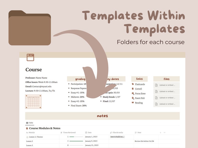 Student Notion Template Study Planner College Assignment - Etsy
