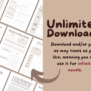 Novel Planner | Digital or Printable Writing Workbook | Word Count ...