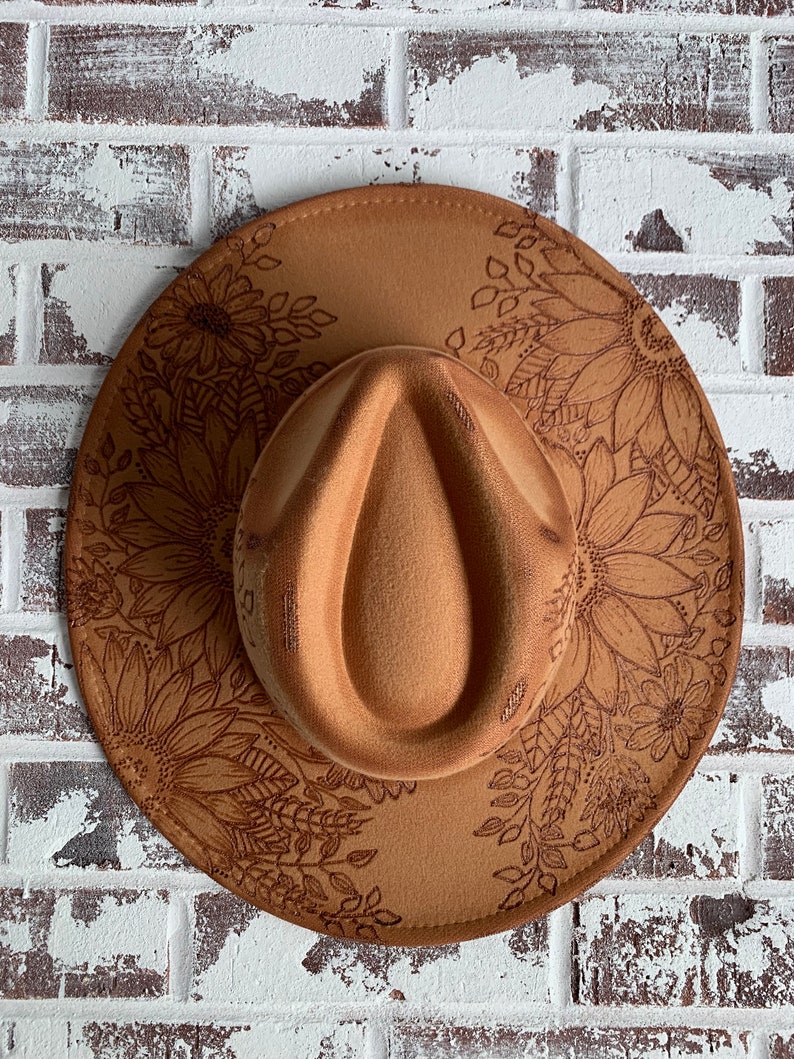 Hand-burned Sunflower and Daisies Fedora - Etsy