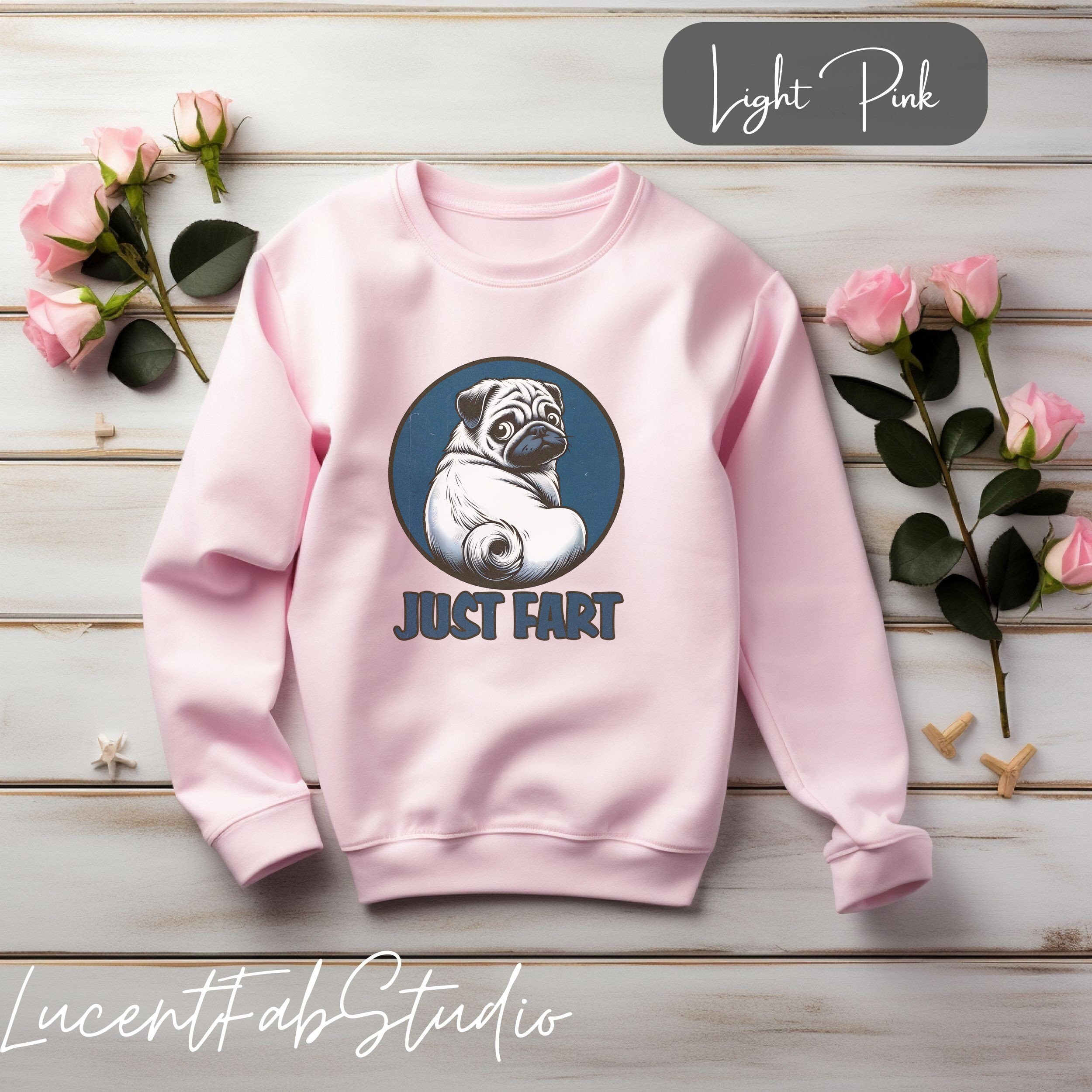 Funny Farting Pug Cartoon Design Tee Sweatshirt for Pug Lovers ...
