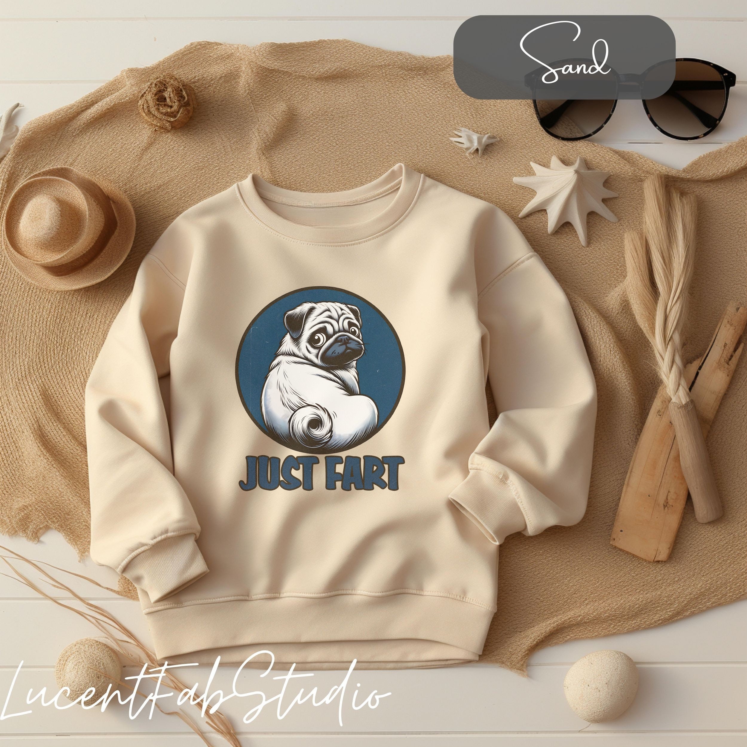 Funny Farting Pug Cartoon Design Tee Sweatshirt for Pug Lovers ...