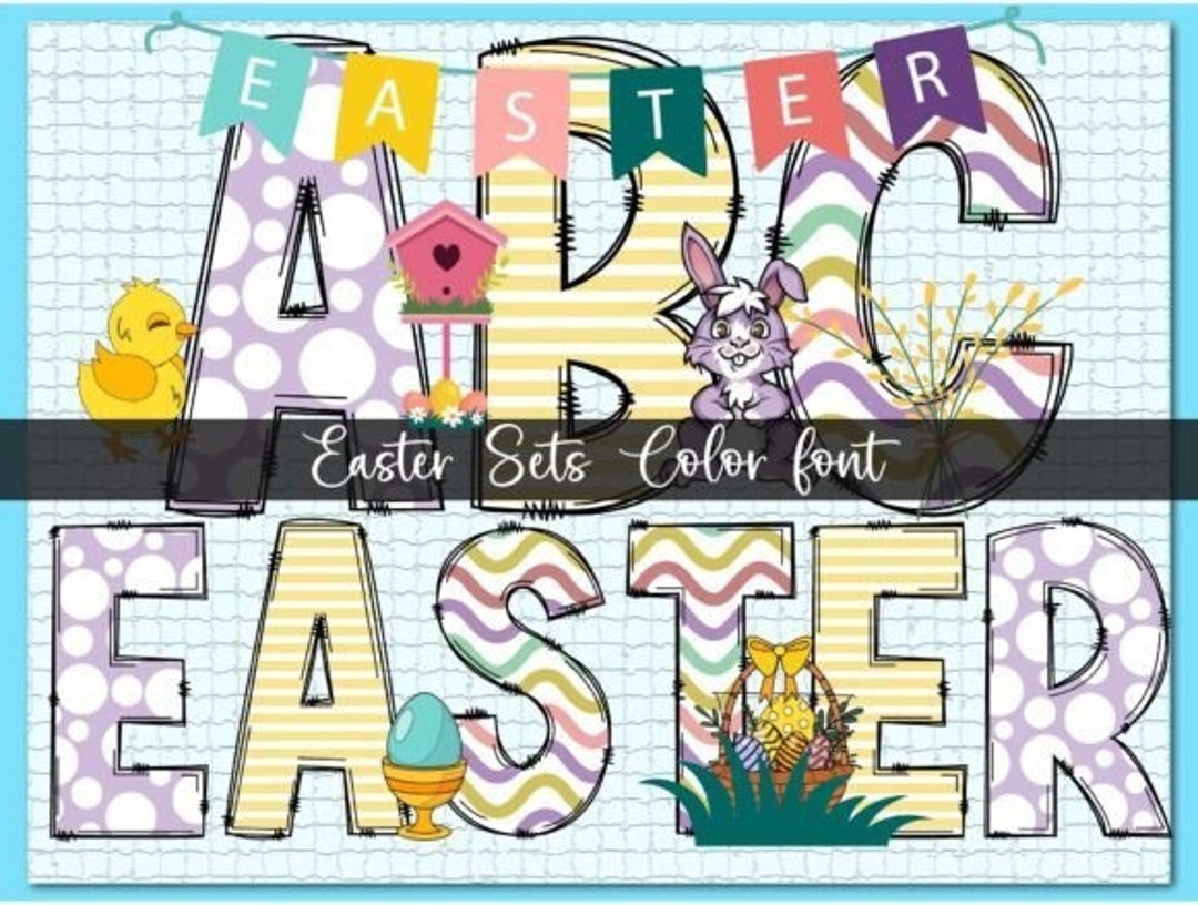Easter Doodle Alphabet Font, Easter OTF Letters, Sublimation Design ...
