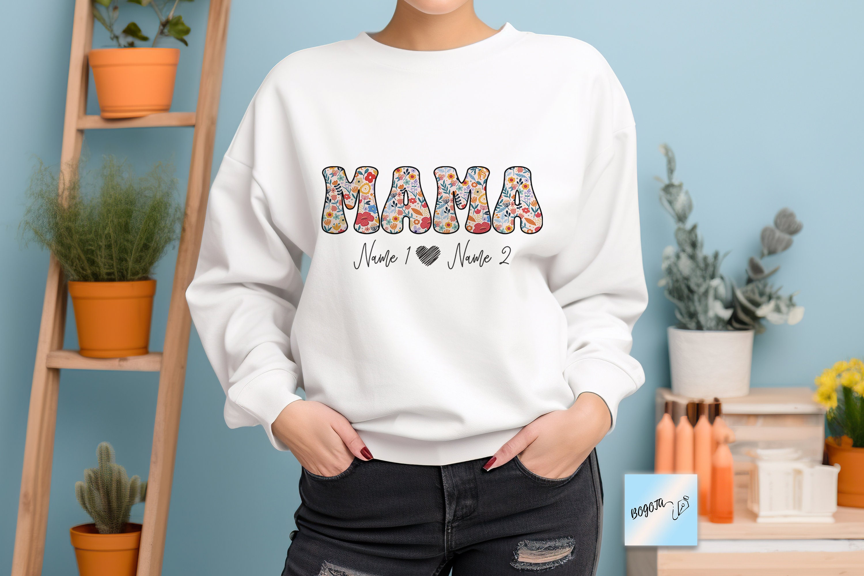 Floral Mama Png, Mama Flower Glitter Png, Mama Flower With Kids Names ...