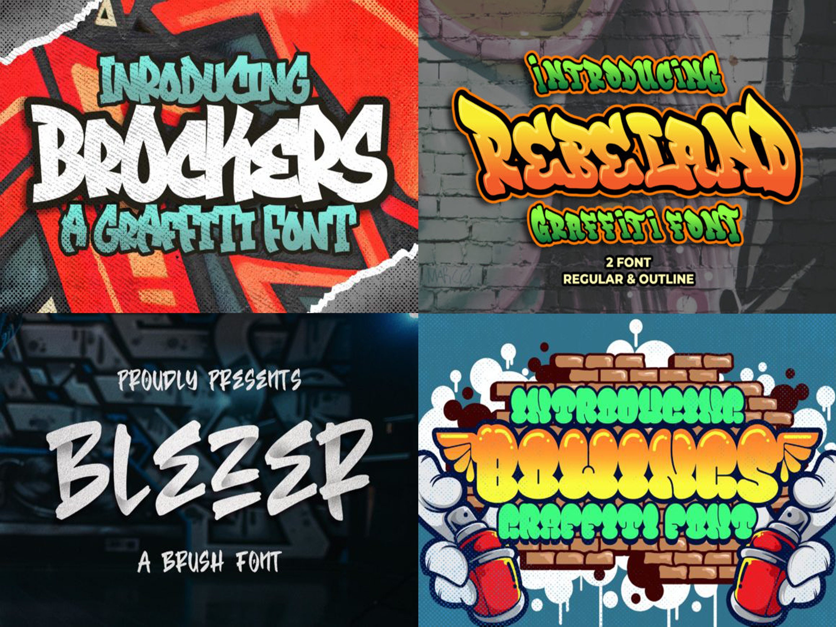 Graffiti Font Bundle, Urban Font, Vintage Font, Retro Font, Street Font ...