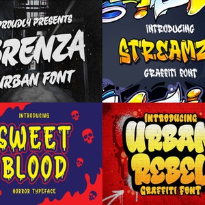 Graffiti Font Bundle, Urban Font, Vintage Font, Retro Font, Street Font ...