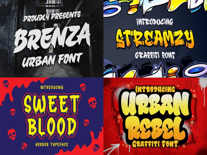Graffiti Font Bundle, Urban Font, Vintage Font, Retro Font, Street Font ...
