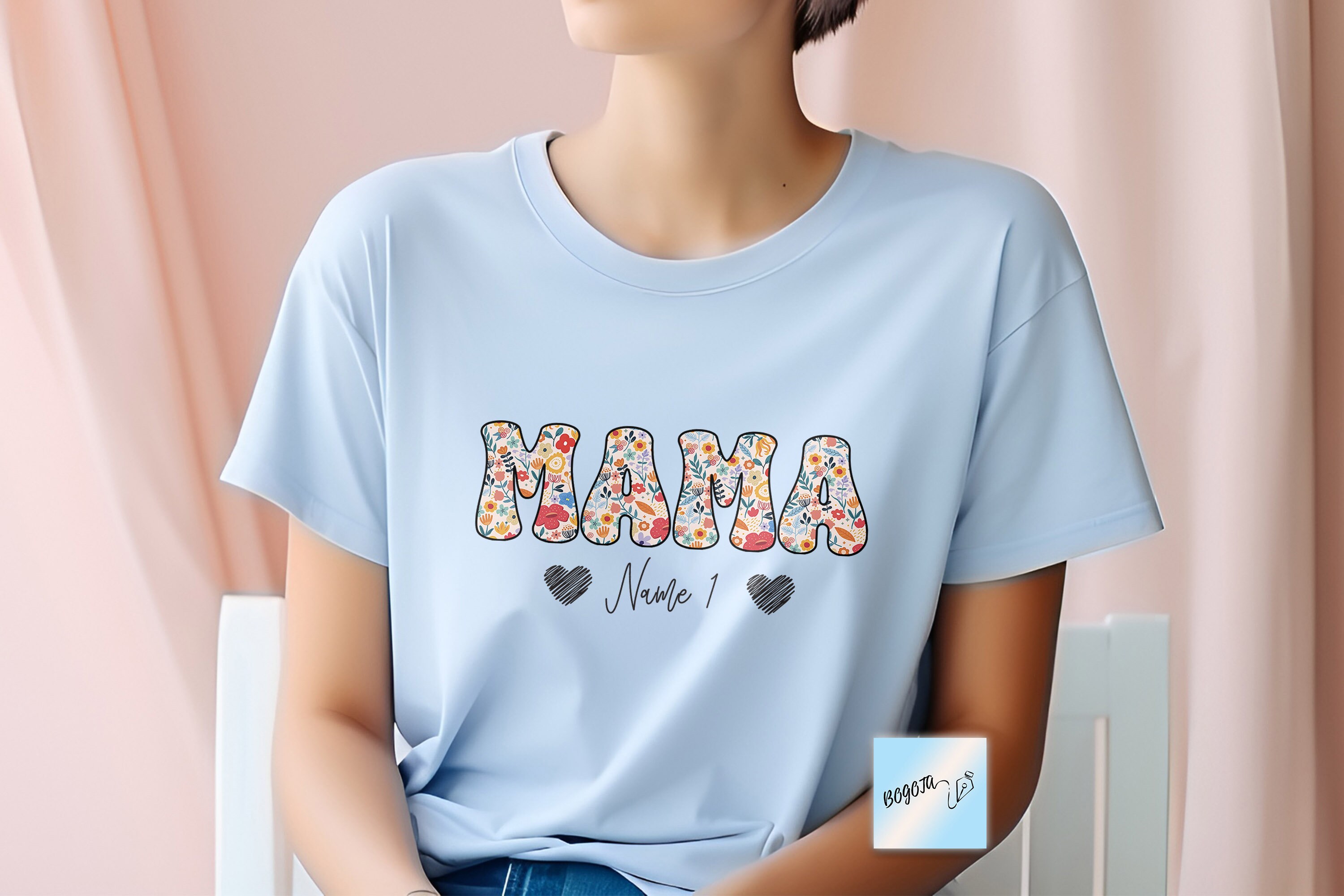 Floral Mama Png, Mama Flower Glitter Png, Mama Flower With Kids Names ...