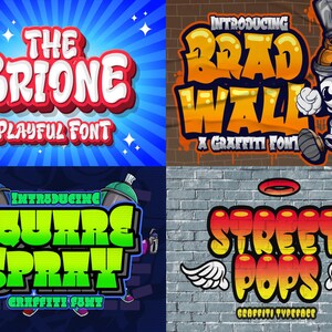 Graffiti Font Bundle, Urban Font, Vintage Font, Retro Font, Street Font ...