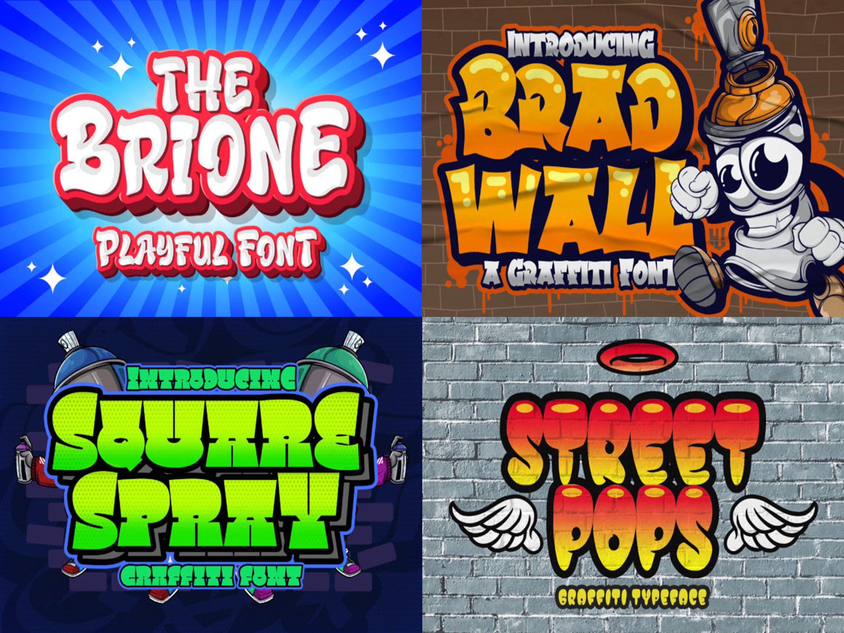 Graffiti Font Bundle, Urban Font, Vintage Font, Retro Font, Street Font ...