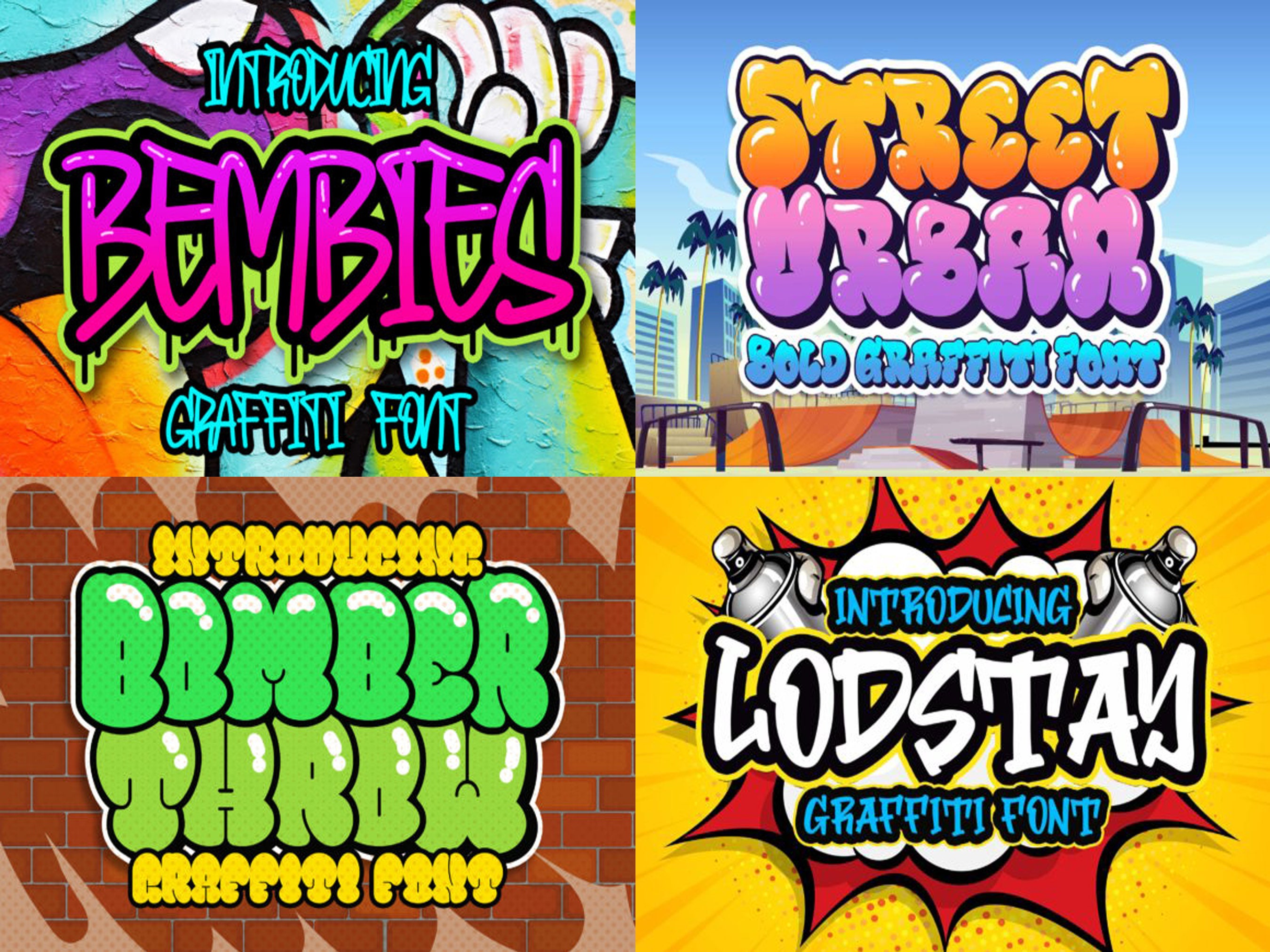 Graffiti Font Bundle, Urban Font, Vintage Font, Retro Font, Street Font ...