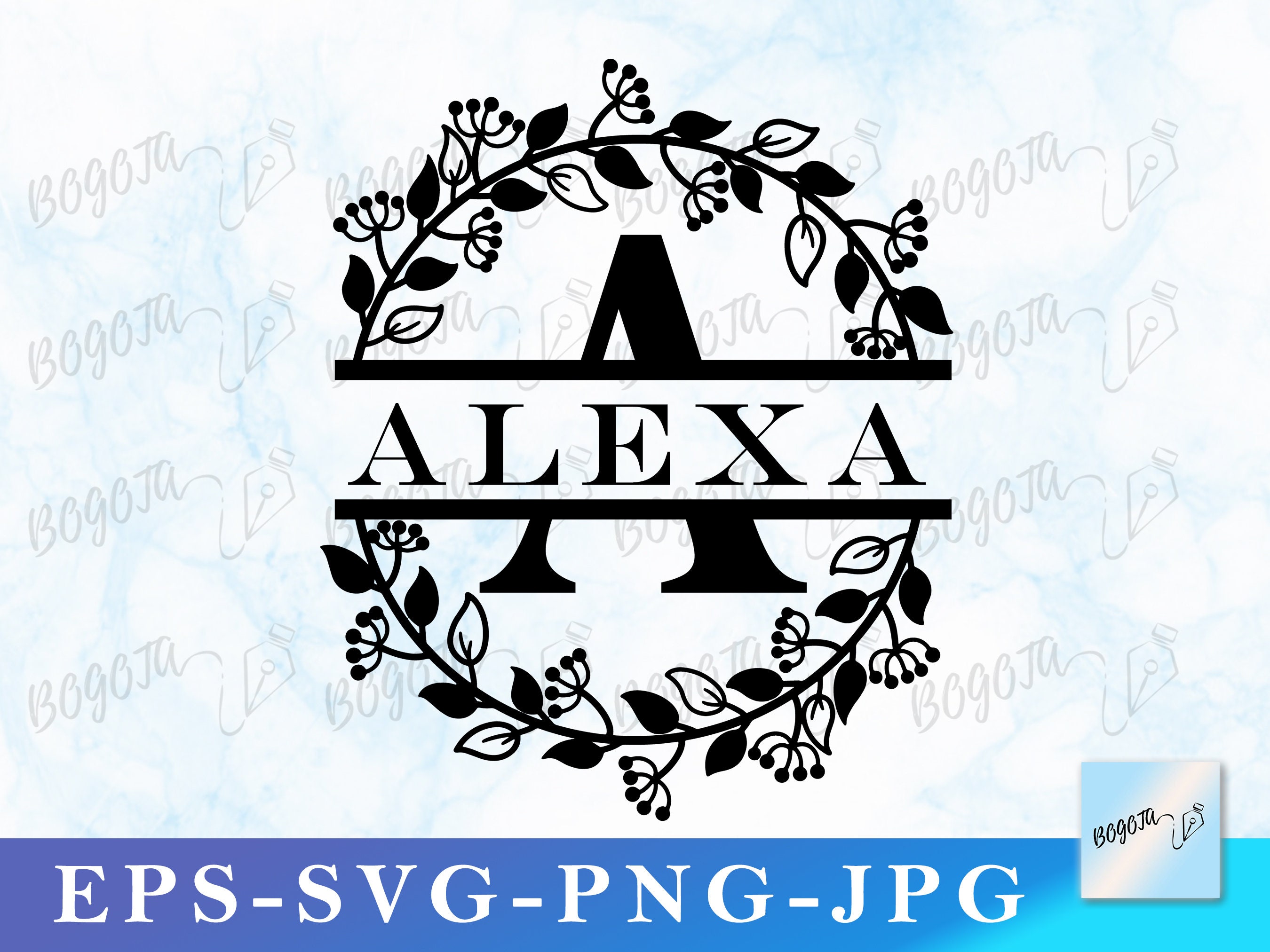 Floral Split Monogram SVG, Split Letter SVG. Alphabet SVG, Files for ...