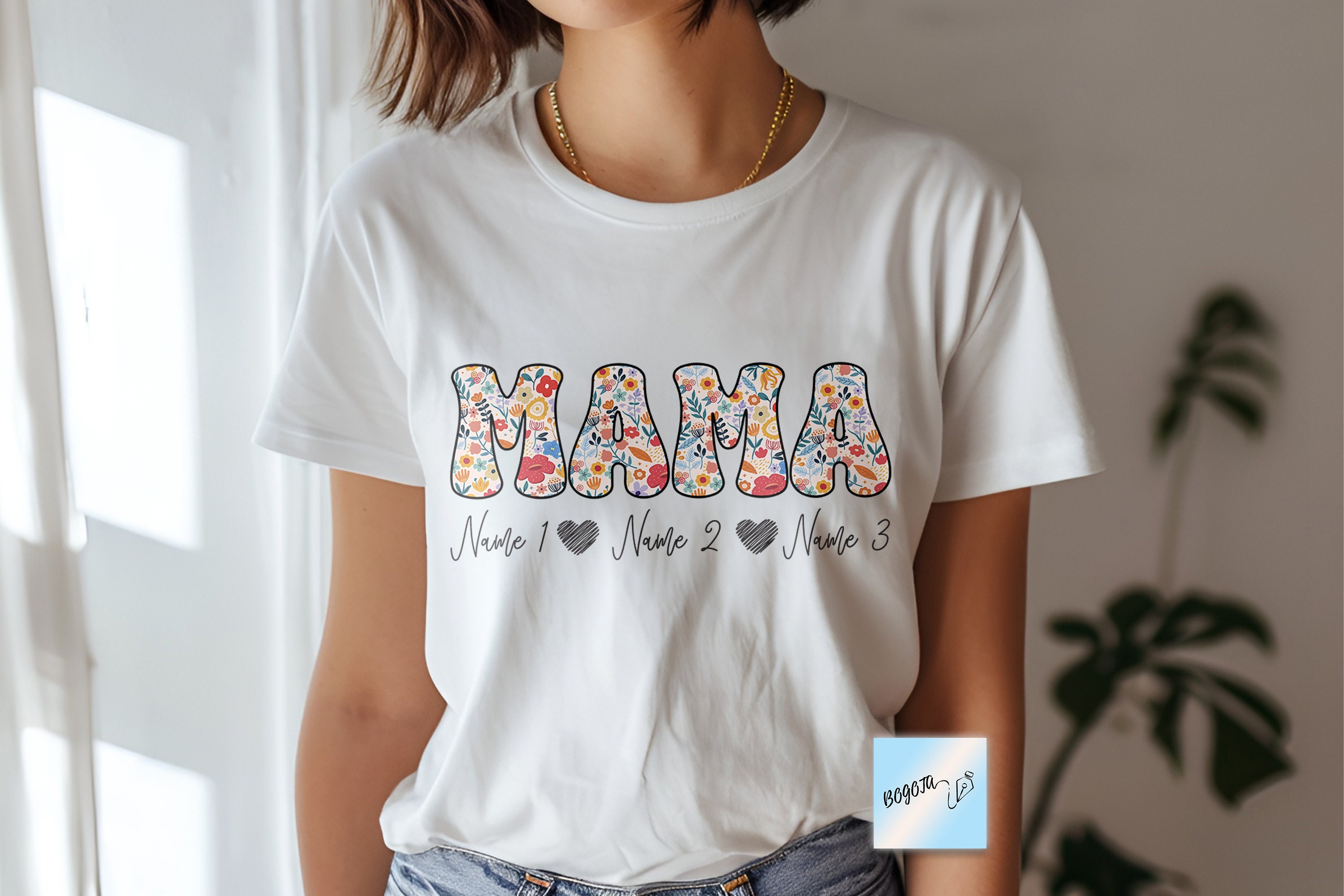 Floral Mama Png, Mama Flower Glitter Png, Mama Flower With Kids Names ...