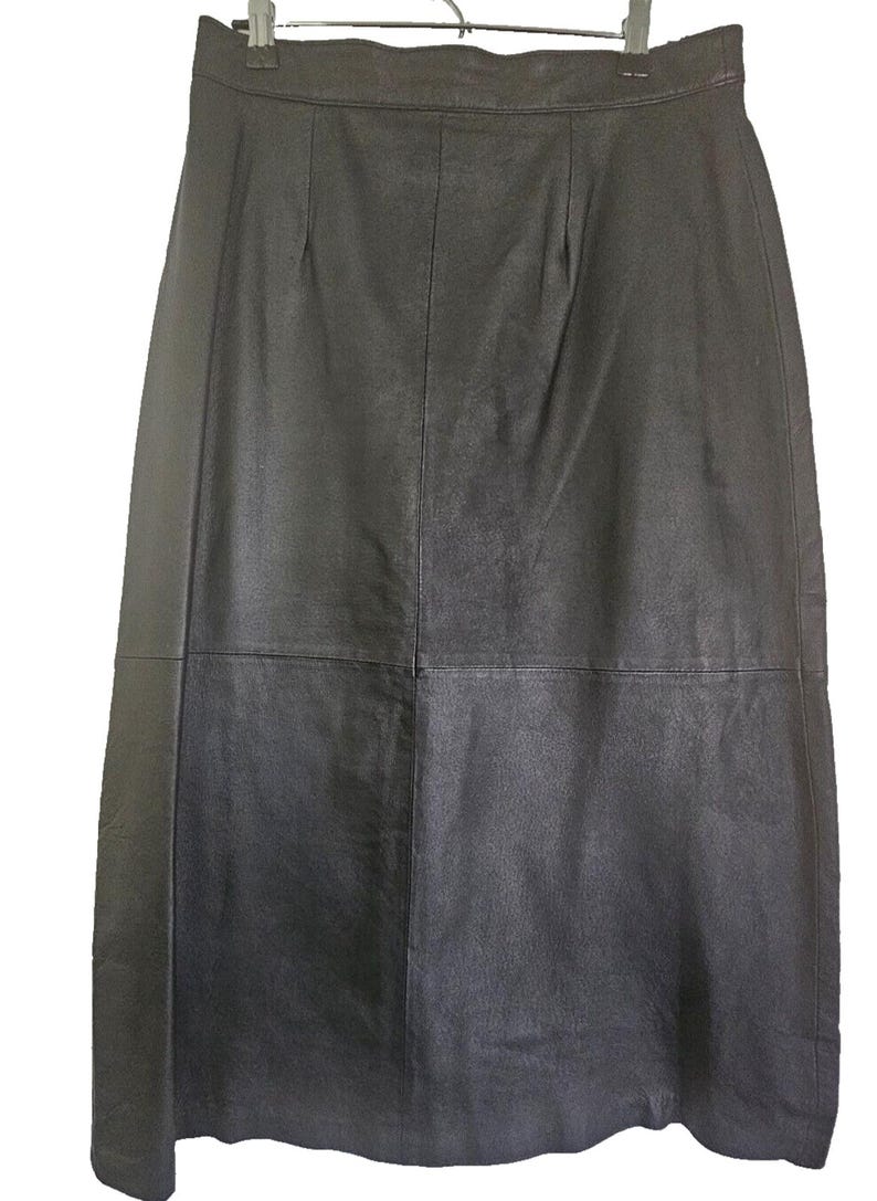 Vintage Lew Magram Black Leather Maxi Skirt Size 12 Biker Matrix Grudge ...
