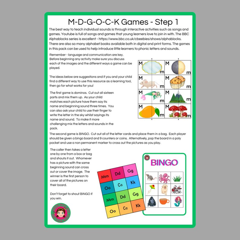 Phonic Work Book 2, MDGOCK, Letters and Sounds, Step 1 Games, Instant ...