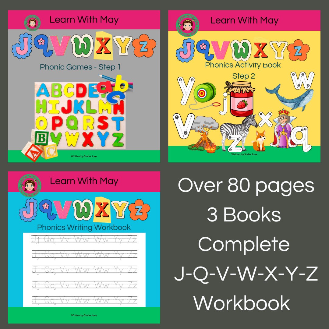 Phonic Work Book 4, JQVWXYZ BUNDLE, Letters and Sounds, Games Activity ...
