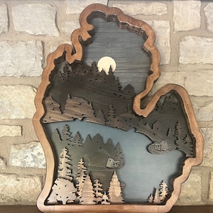 Woodland Wall Art/decor- Michigan Frame - Etsy