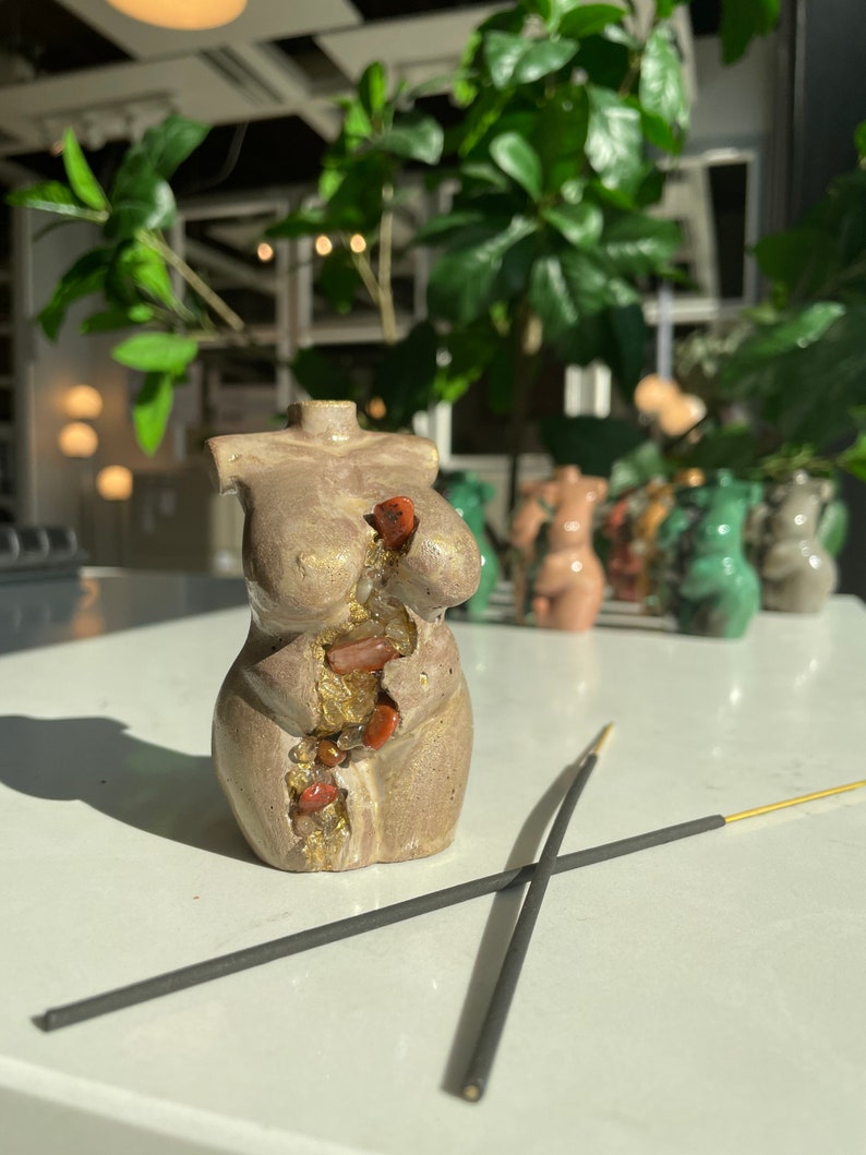 Crystal Female Torso Incense Holder Crystal Goddess Body Positivity ...