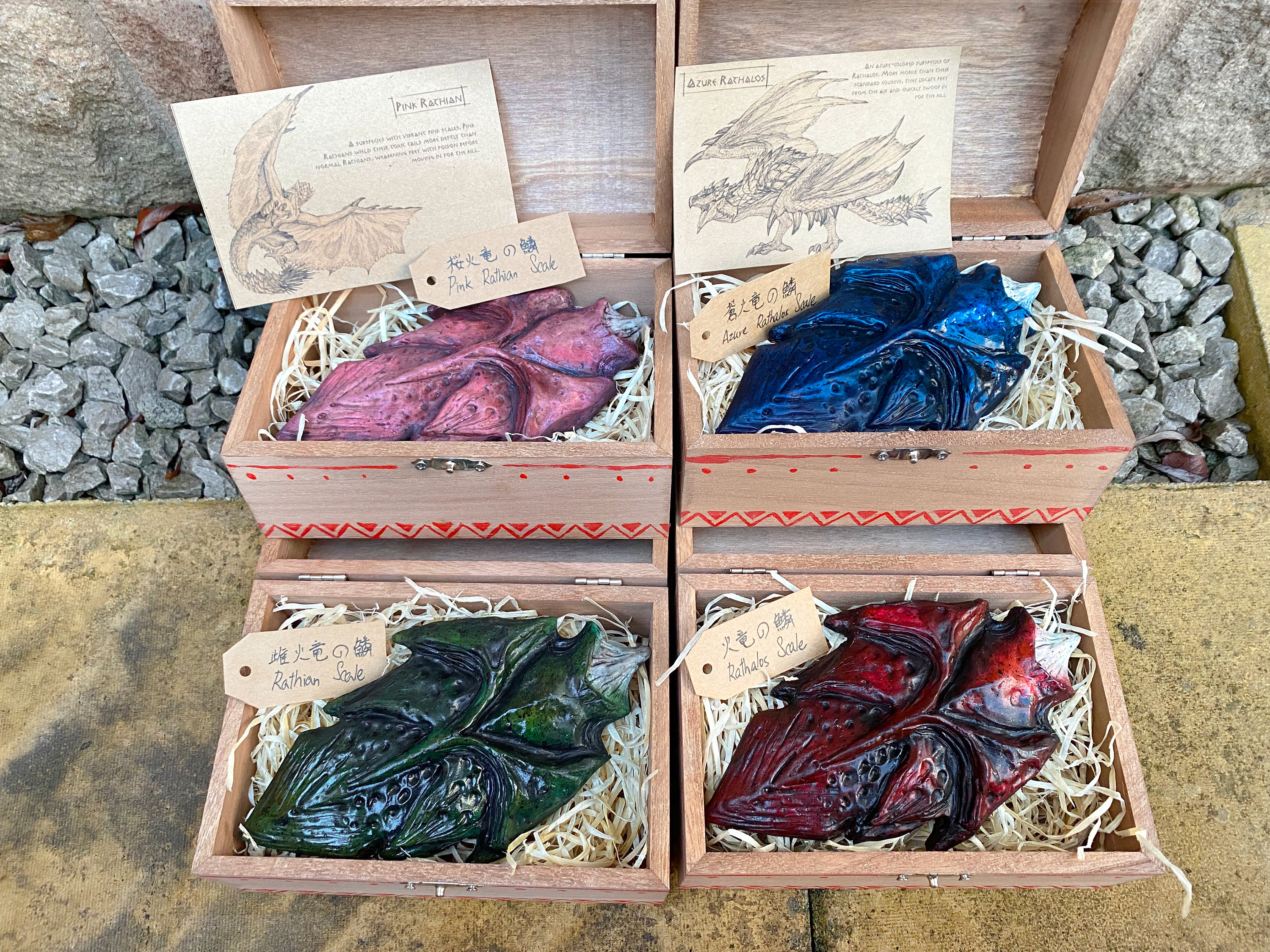 MONSTER HUNTER Azure Rathalos Inspired Scale Replica With Wooden Box ...