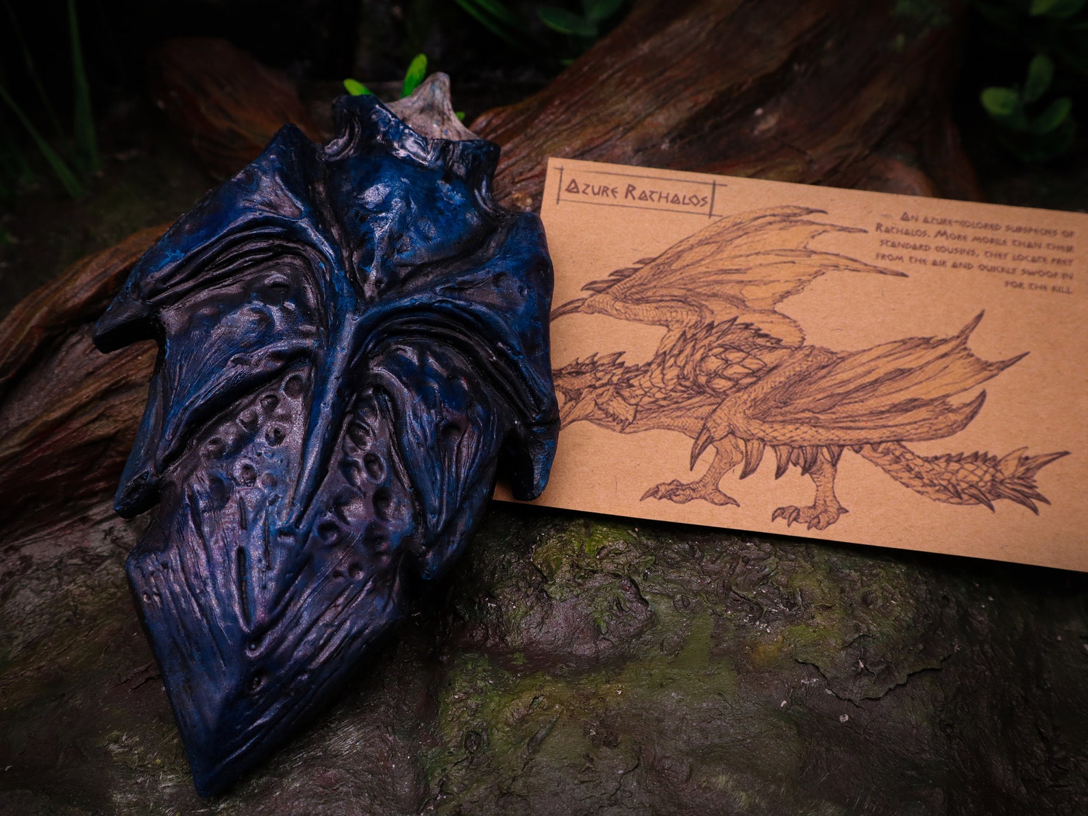 MONSTER HUNTER Azure Rathalos Inspired Scale Replica With Wooden Box ...