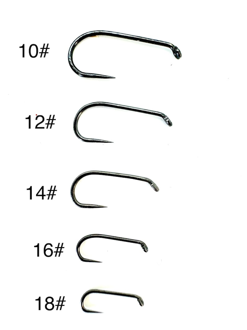 Fly Tying Hooks Eye Down Black Nickel Barbless Dry Fly Hook Size 10 to ...