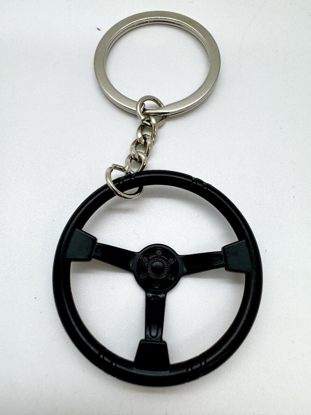Metal Full Black Steering Wheel Keyring,key Chain,3 Spoke - Etsy