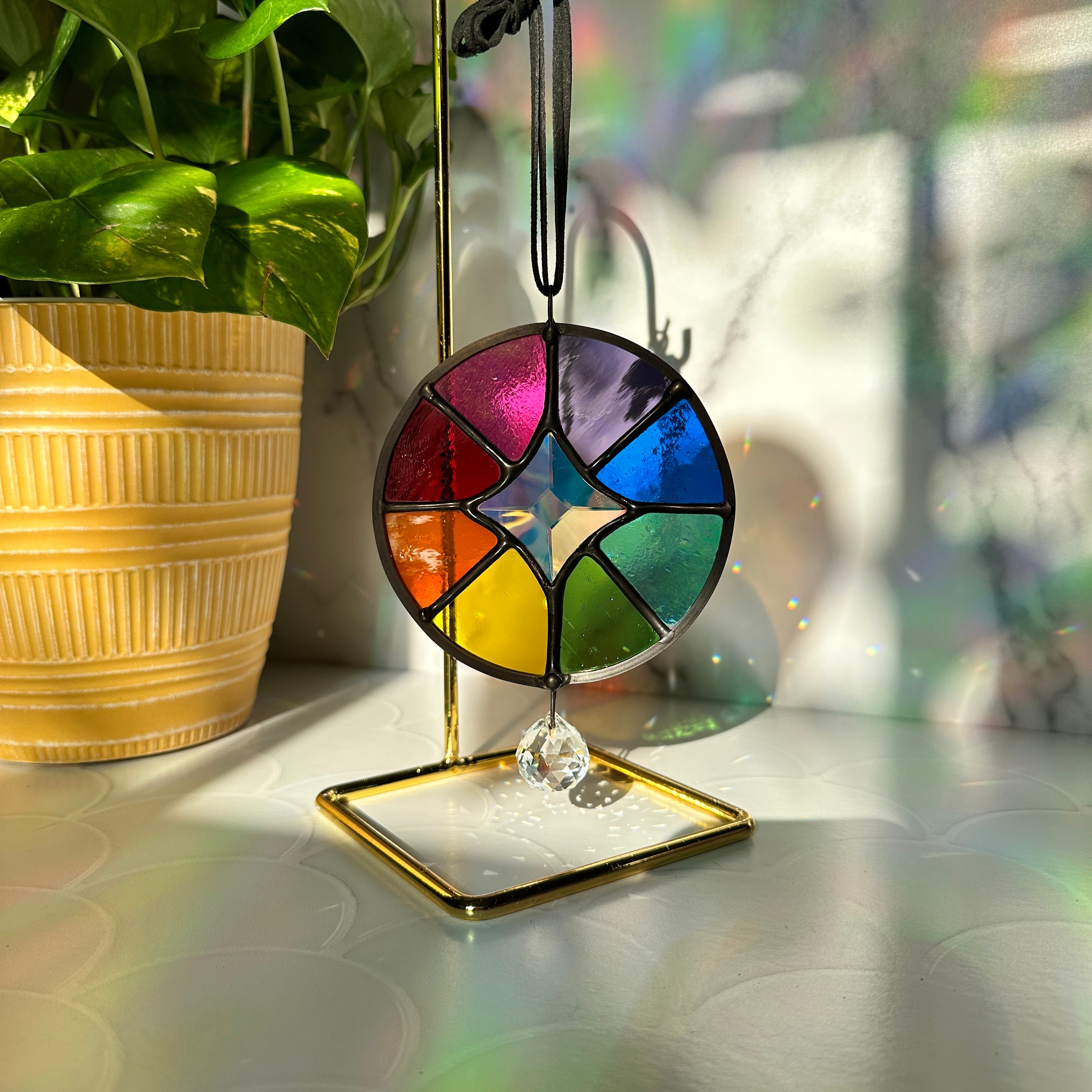 Made to Order: Color Wheel Stained Glass Suncatcher Rainbow Prism Glass ...
