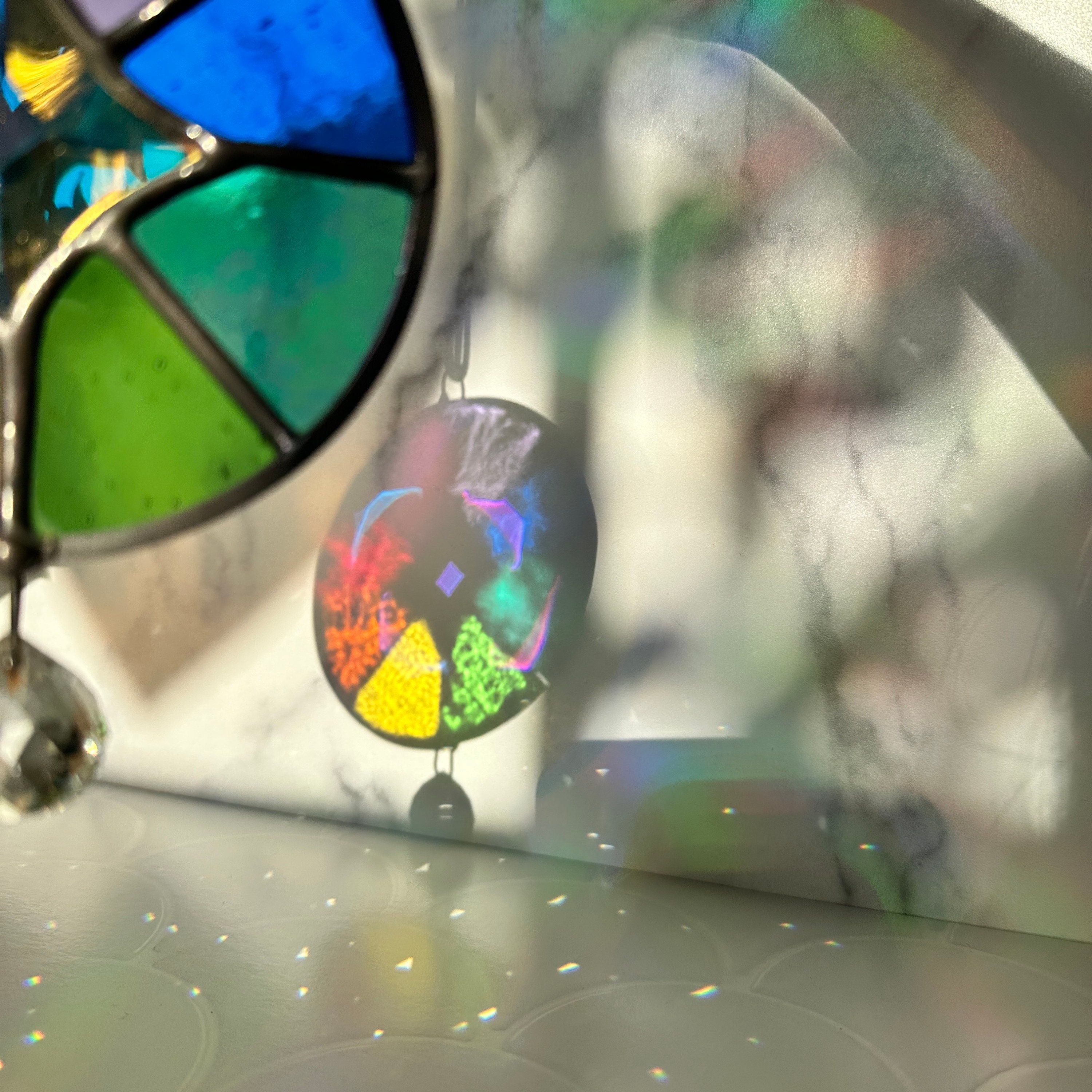 Made to Order: Color Wheel Stained Glass Suncatcher Rainbow Prism Glass ...
