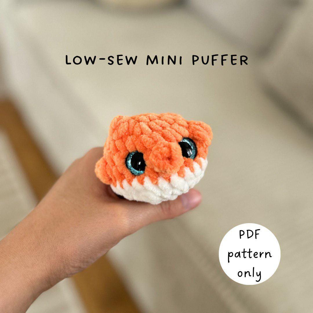 Mini Low-sew Puffer Crochet Amigurumi Pattern PDF | Crochet Puffer Fish ...