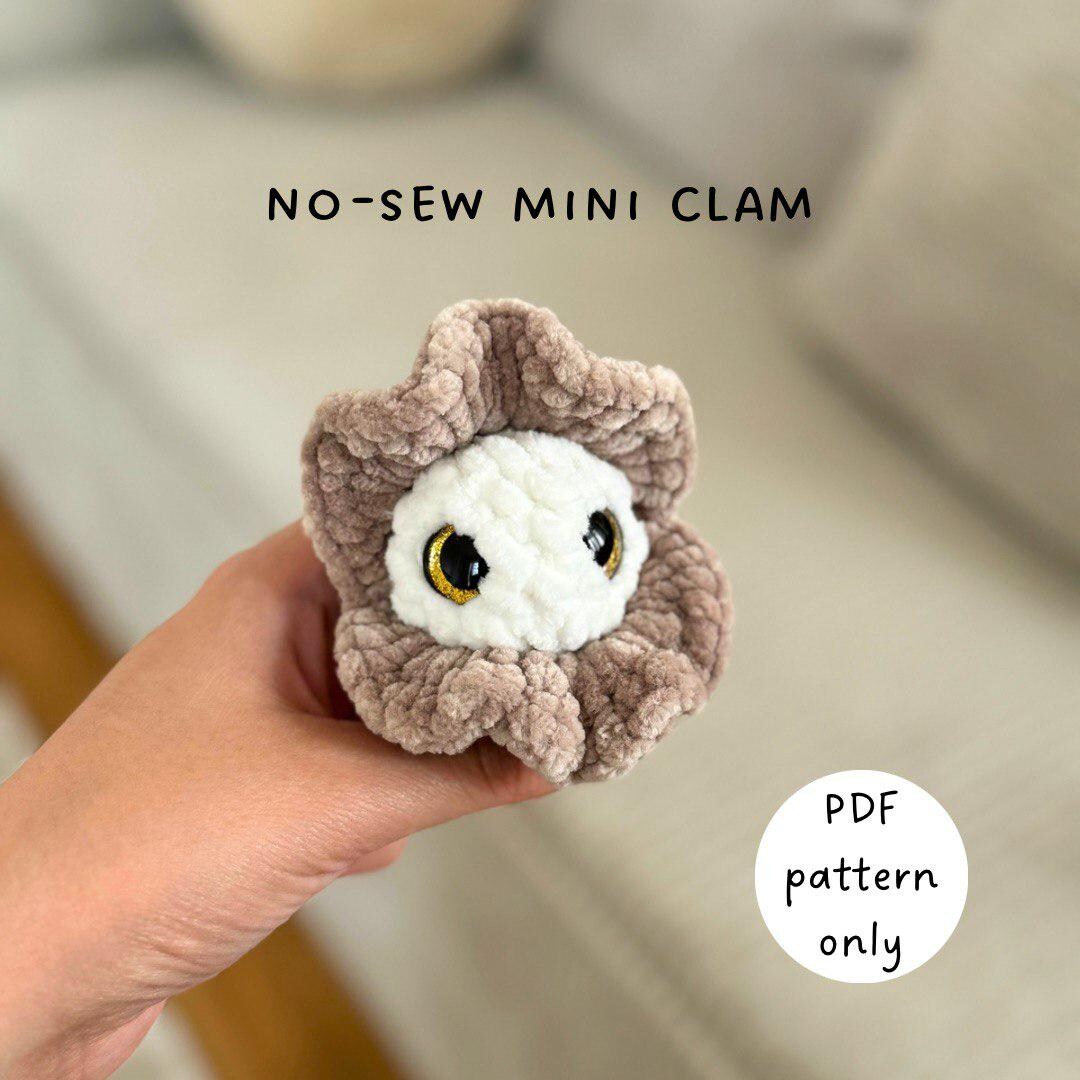 Mini No-sew Clam Crochet Amigurumi Pattern PDF | Crochet Clam | Crochet ...