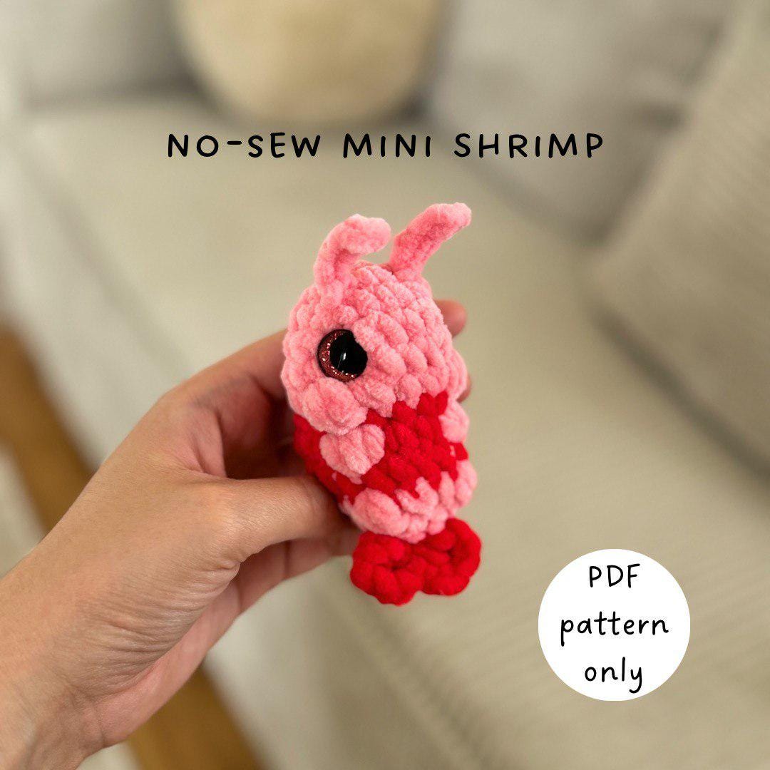 Mini No-sew Shrimp Crochet Amigurumi Pattern PDF | Crochet Shrimp ...