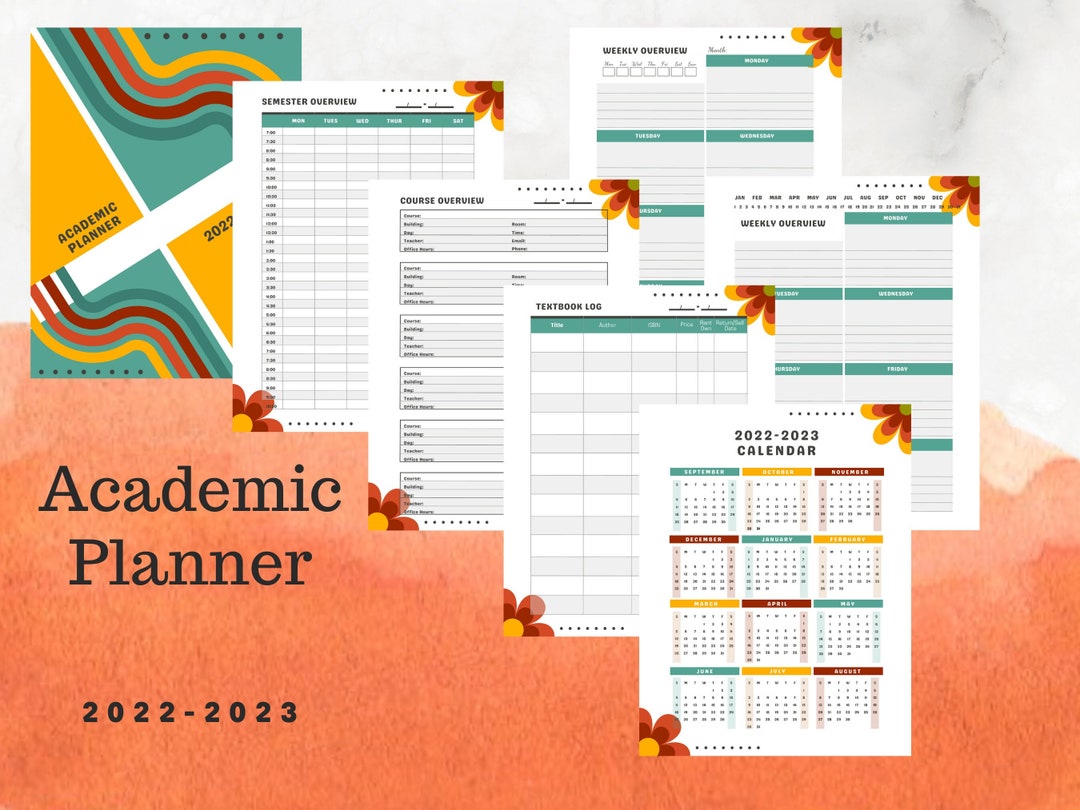 Academic Planner, College Student Planner, Undated Weekly Planner, 2022 ...