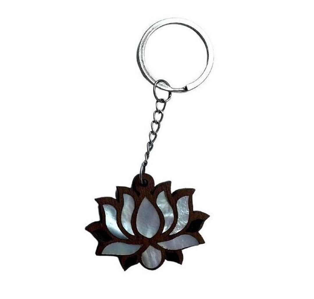 Handmade Wooden Keychain Inlaid With Mother of Pearl. Made With ...