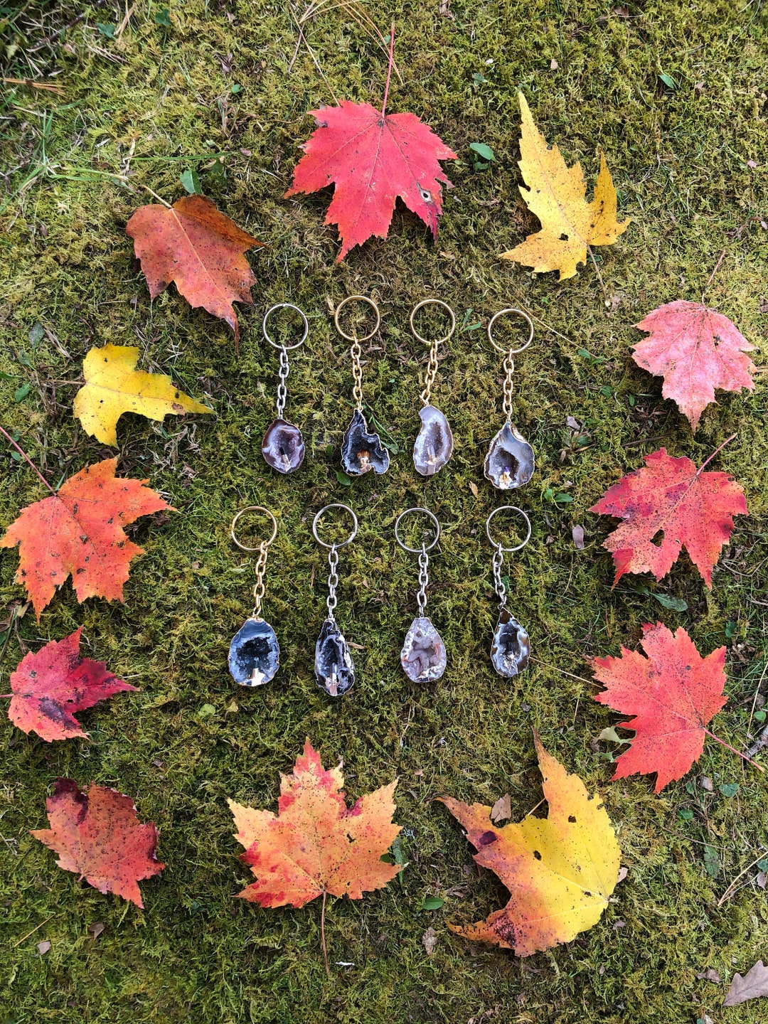 Agate Geode Keychain/ Agate Geode With Secondary Mineral/ High Quality ...