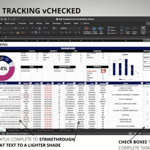 Task Tracker To-do List Task Analysis & Insight Excel Spreadsheet ...