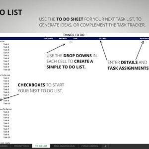 Task Tracker To-do List Task Analysis & Insight Excel Spreadsheet ...