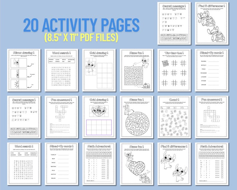 Lilo and Stitch Activity Pages. Stitch School Activity for Kids ...