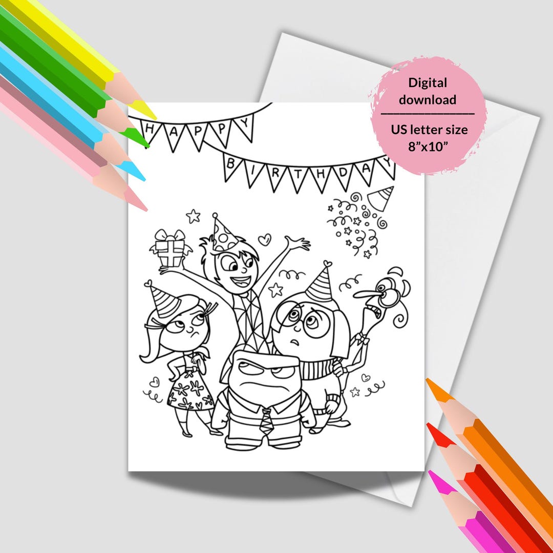 Inside Out 2 Birthday Coloring Pages. Printable Coloring Inside Out ...