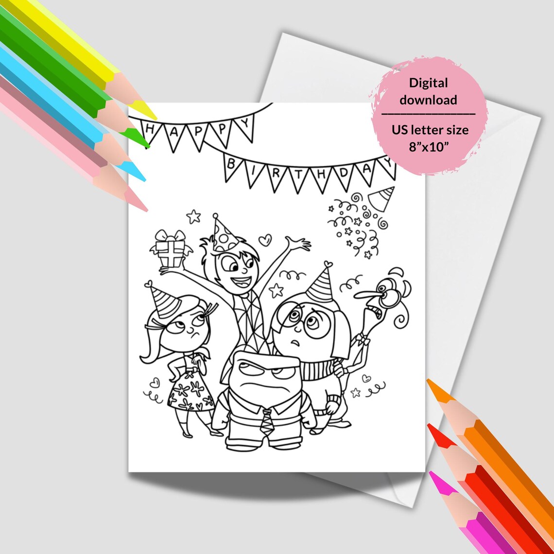 Inside Out 2 Birthday Coloring Pages. Printable Coloring Inside Out ...
