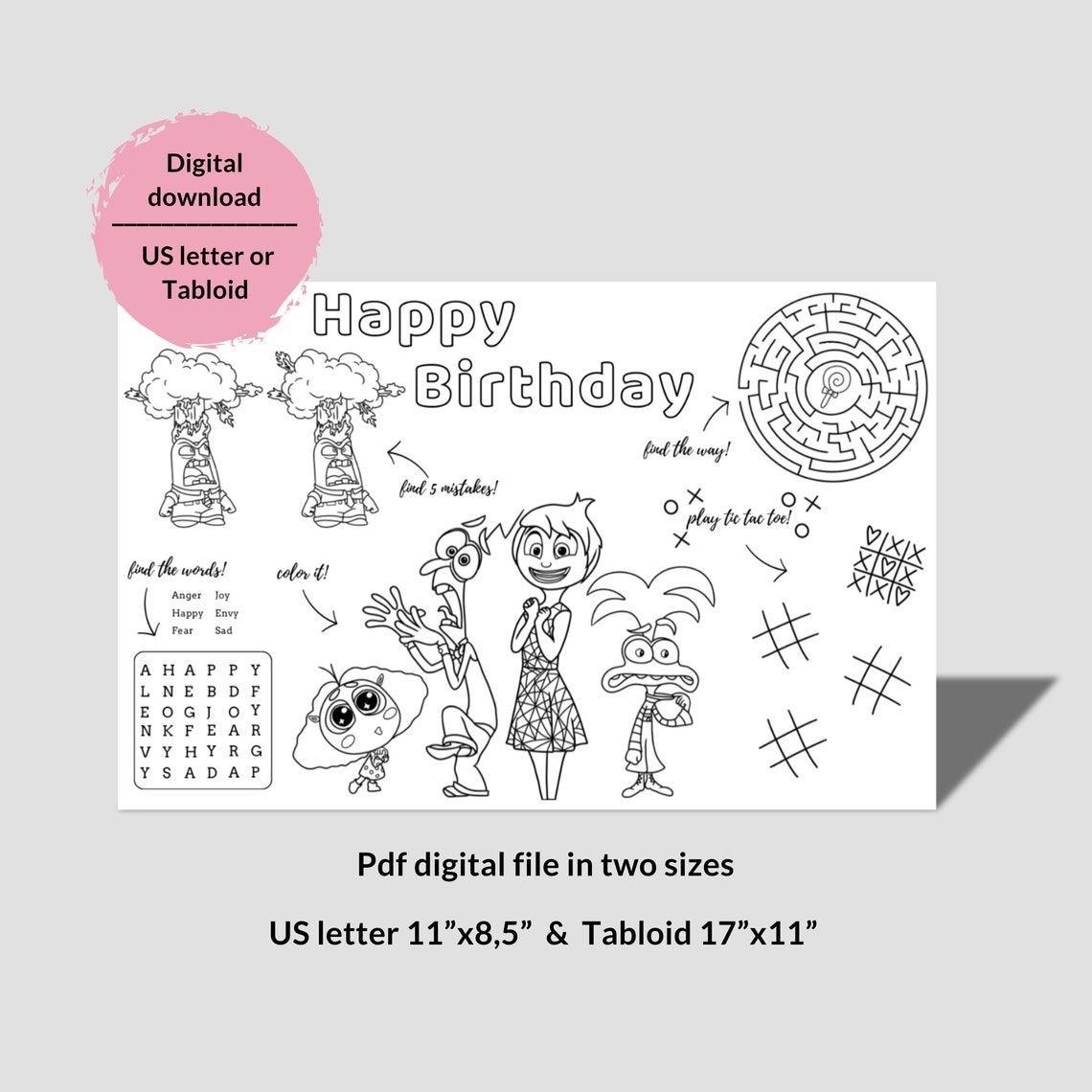 Inside Out 2 Birthday Coloring Pages. Inside Out Coloring. Vice Versa ...
