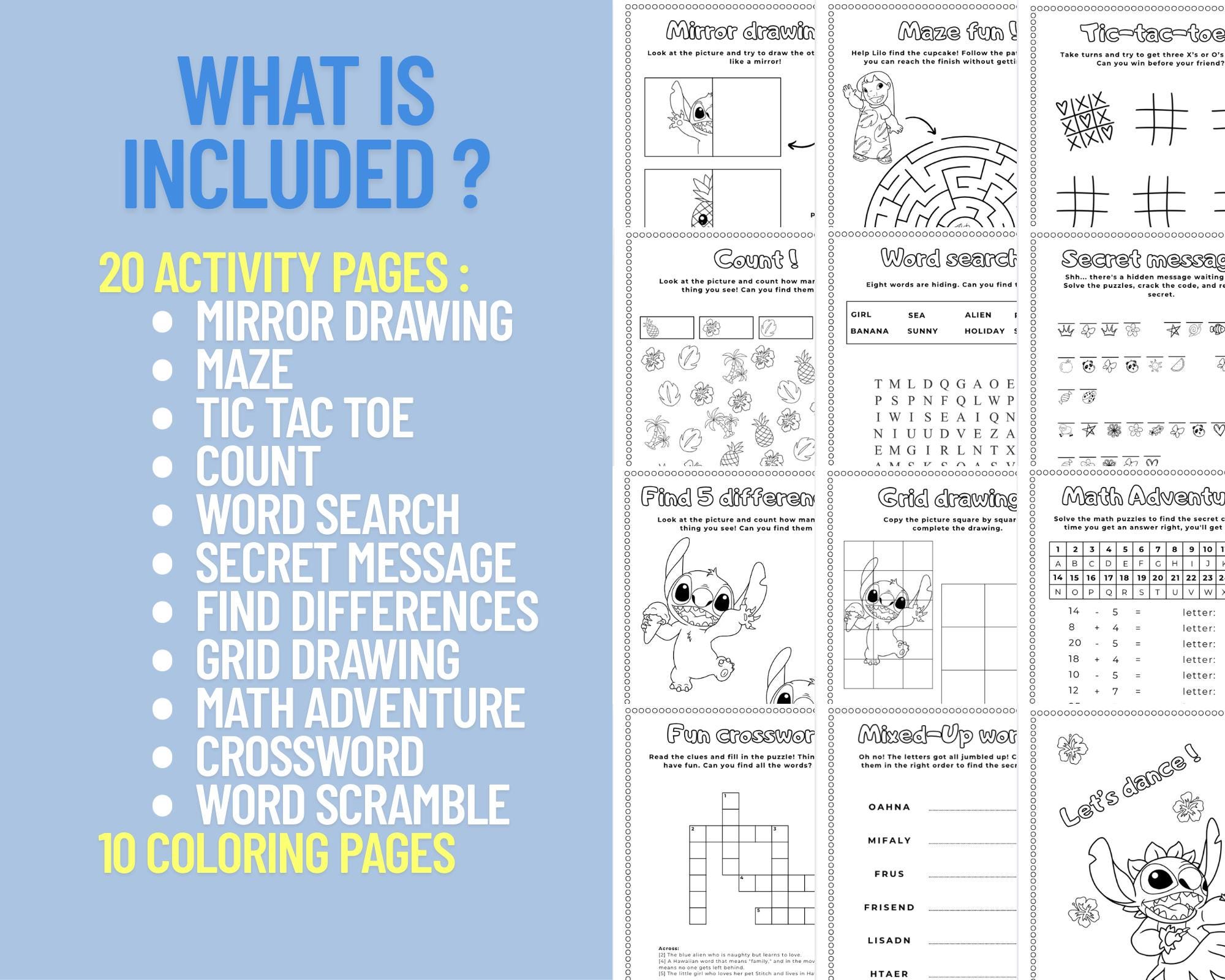 Lilo and Stitch Activity Pages. Stitch School Activity for Kids ...