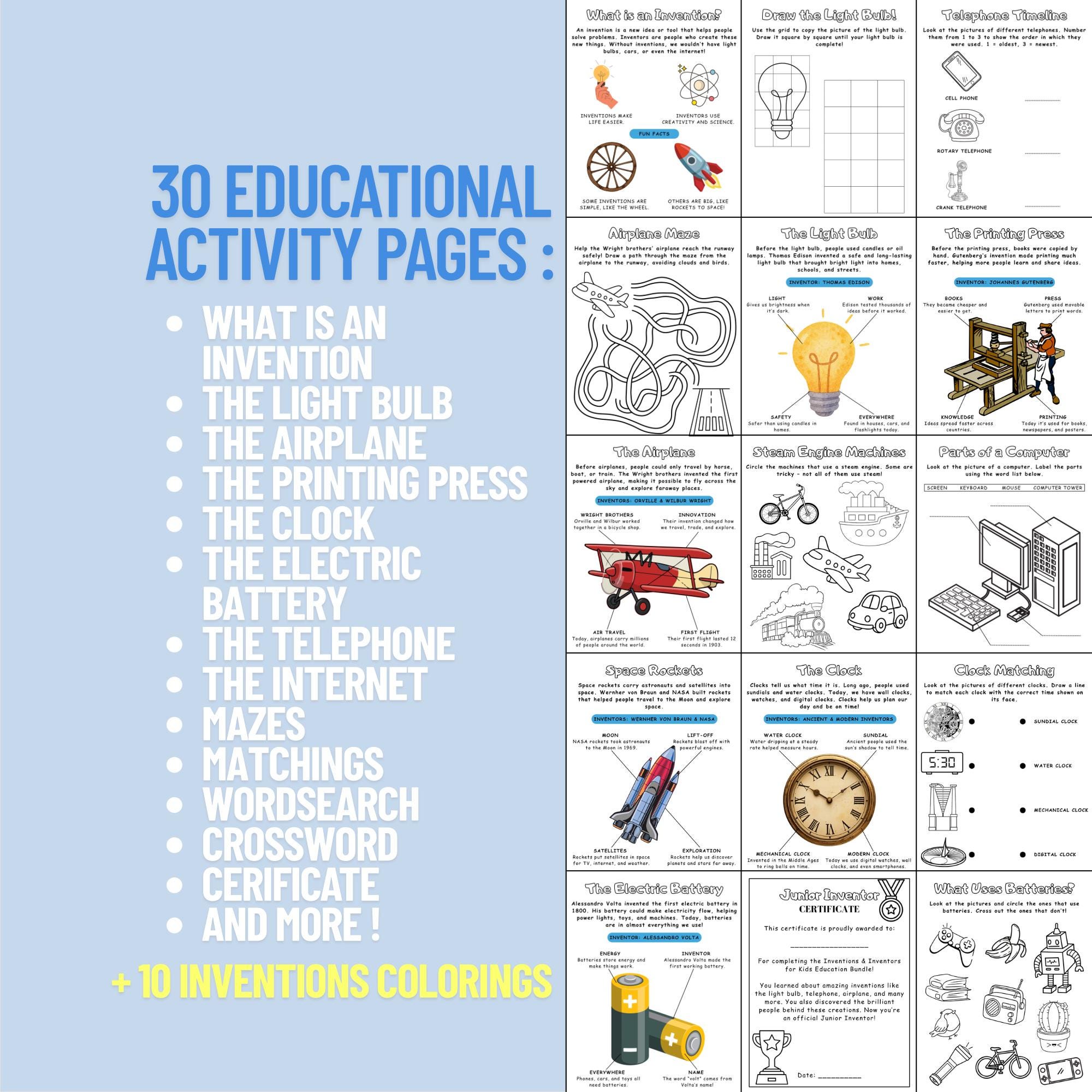 Inventions for Kids Printable Bundle: STEM History Activities (PDF) - Etsy