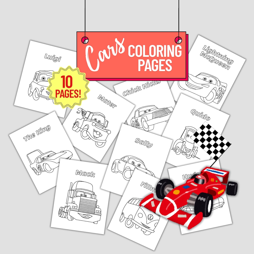 Cars Coloring Pages for Kids – Printable Race Car Characters Activity ...