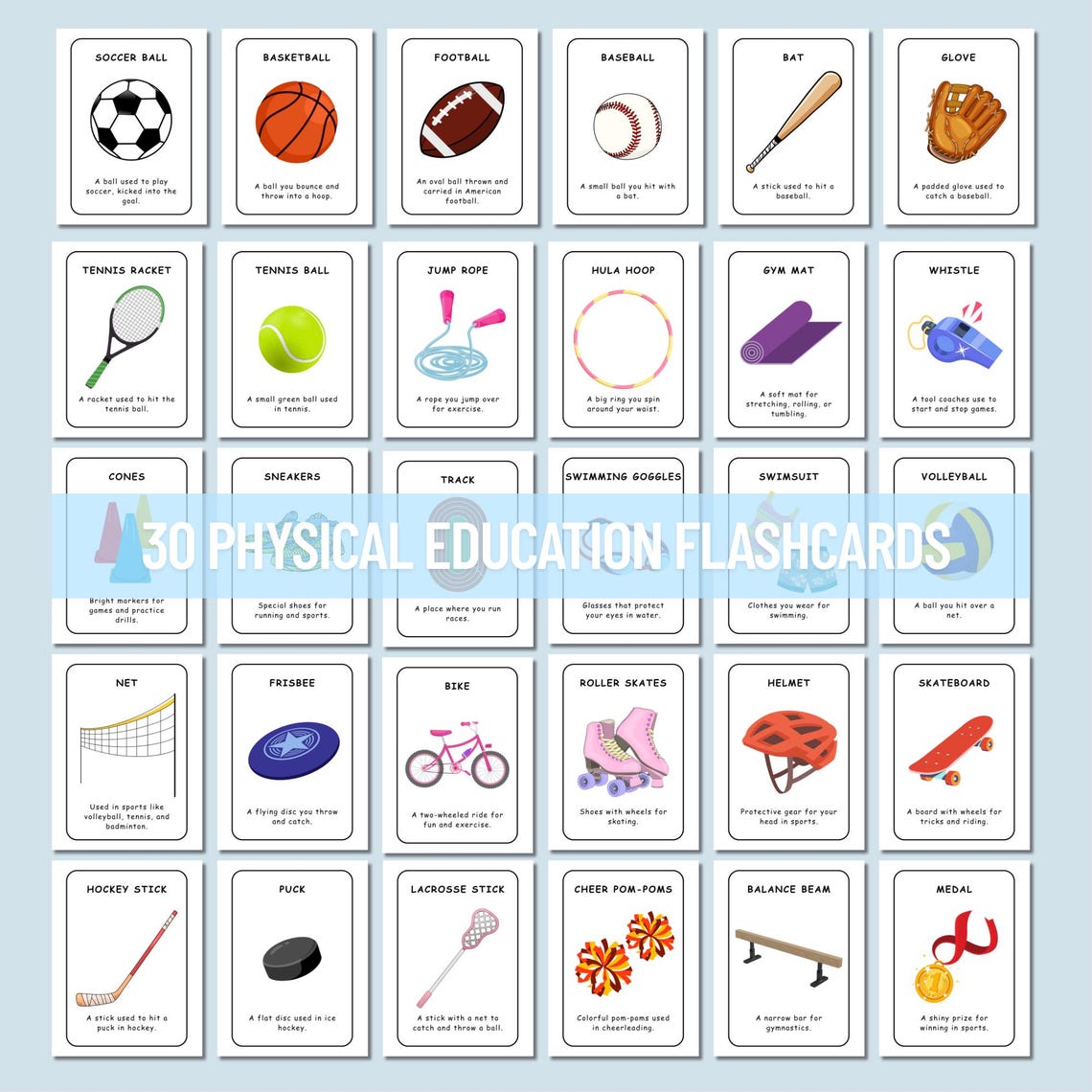 Sports & PE Flashcards | Preschool, Kindergarten Activity (digital ...