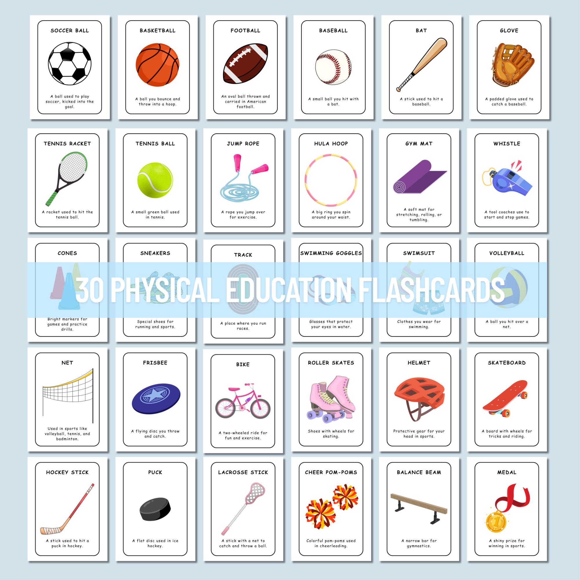 Sports & PE Flashcards | Preschool, Kindergarten Activity (digital ...