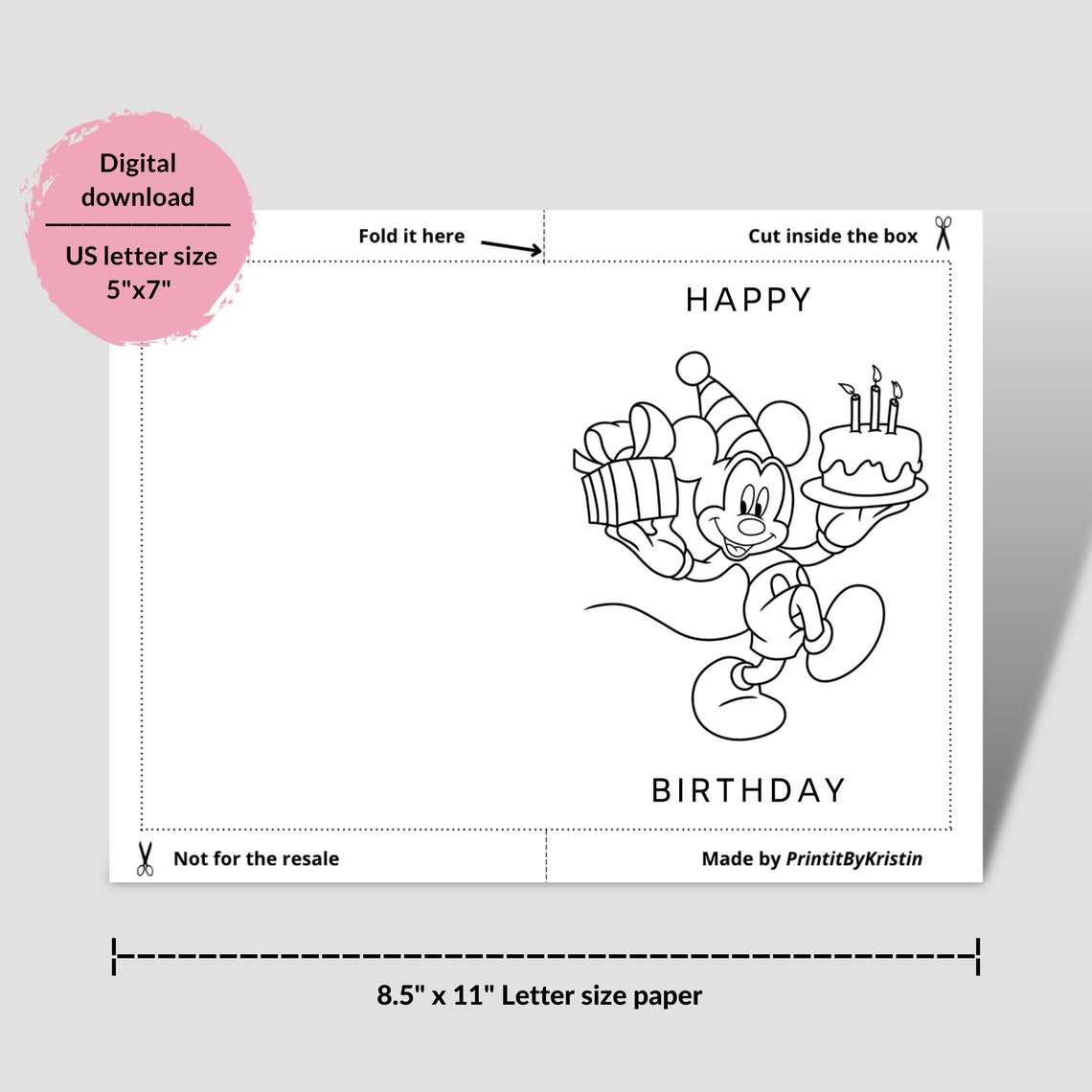 Printable Mickey Mouse Coloring Pages. Birthday Mickey Mouse Craft ...
